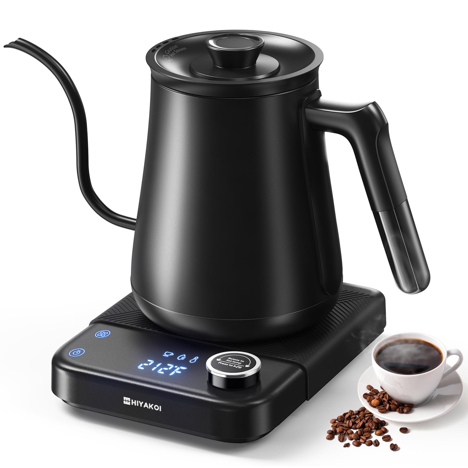 HIYAKOI Gooseneck Electric Kettle 0.8L Temperature Control Pour-Over ...